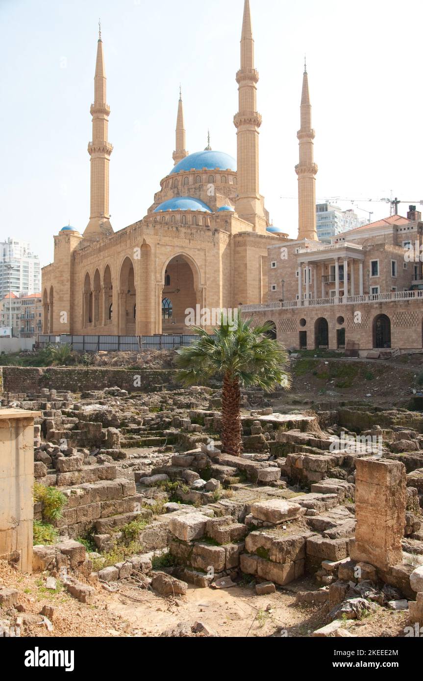 Roman Bath House Remains and Mohamed Al-Amin Mosque, Beirut, Lebanon ...