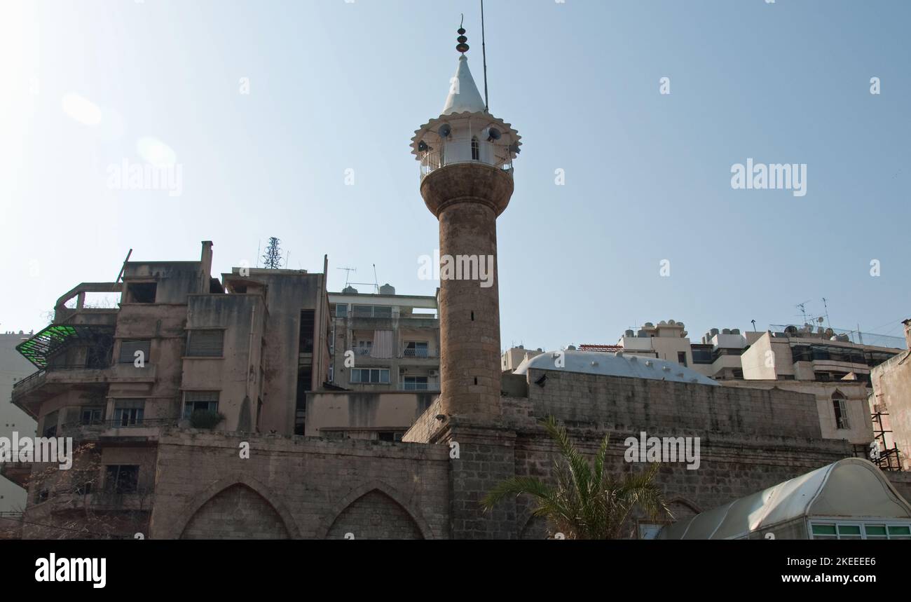 War-damaged Buildings and Mosque with Minaret, Beirut, Lebanon, Middle ...