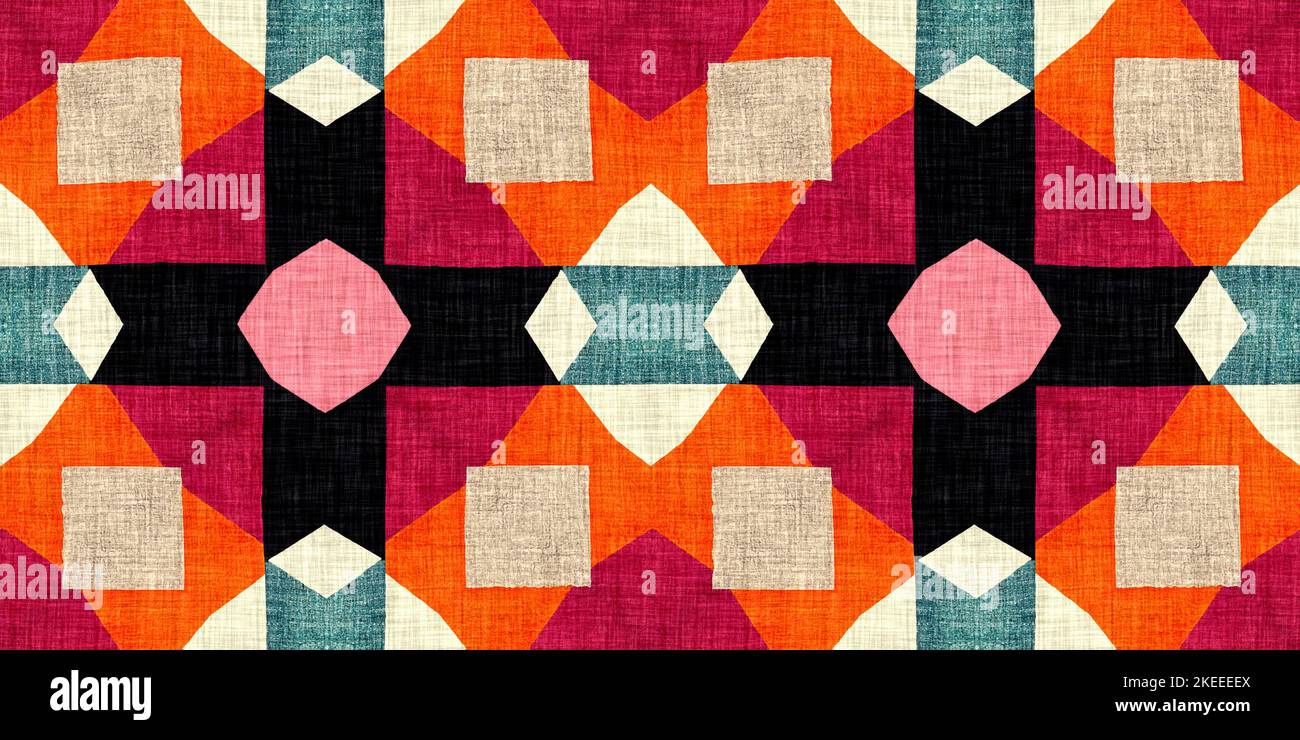 Quilted Americana geo seamless border. Cottagecore repeat retro ribbon ...