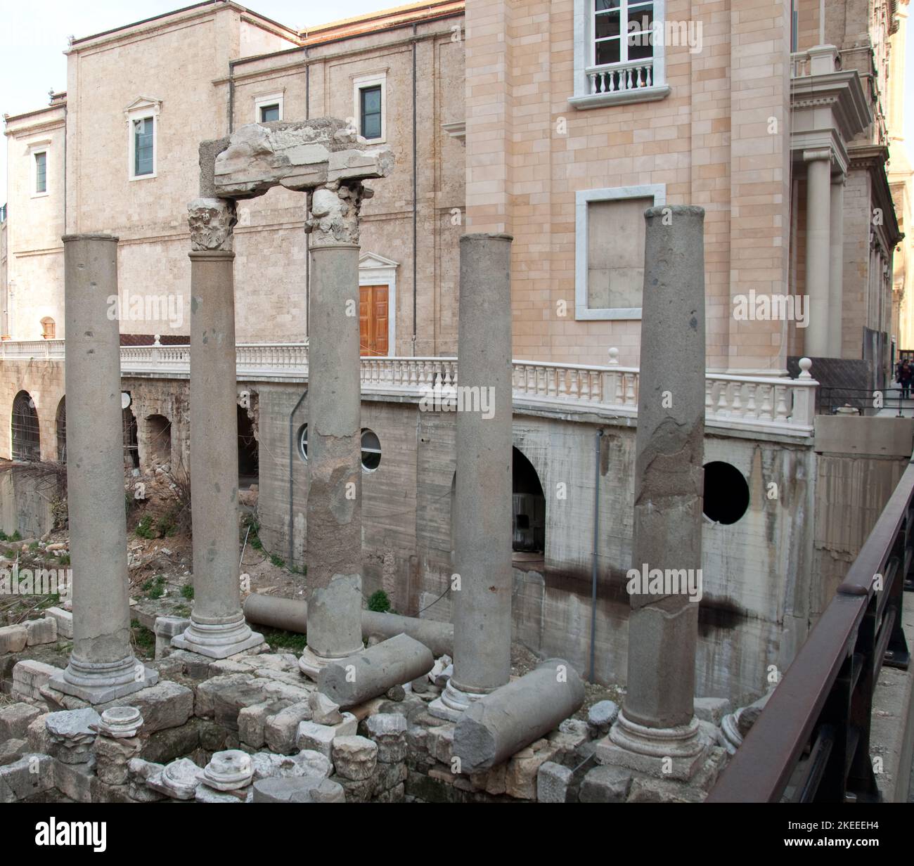 Roman remains - columns and capitals, Beirut, Lebanon, Middle East ...