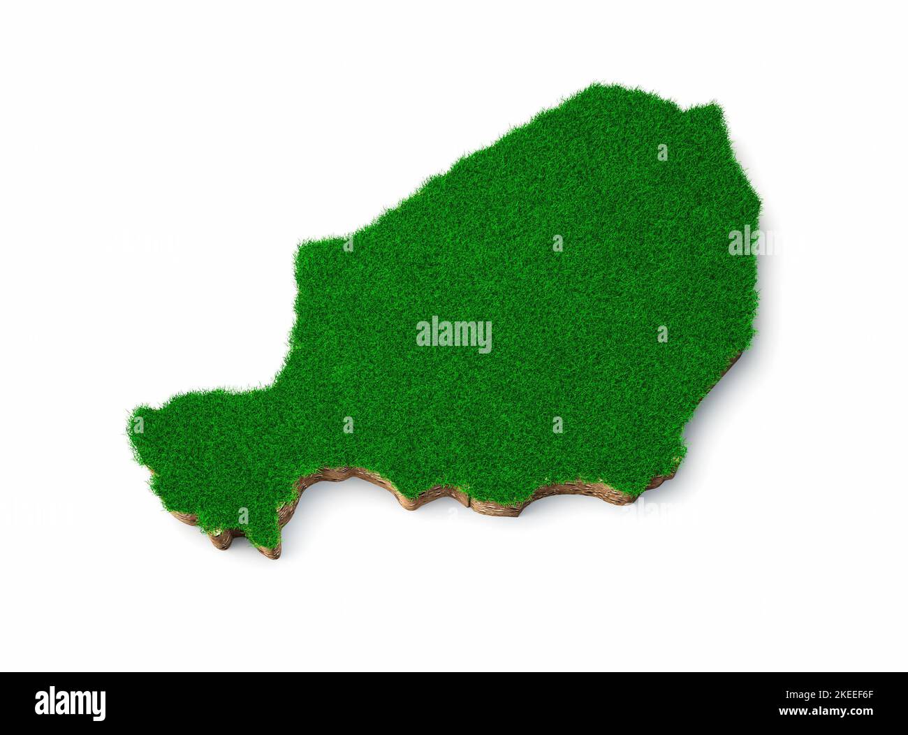 A 3D render of a Niger map with soil land geology isolated on a white ...