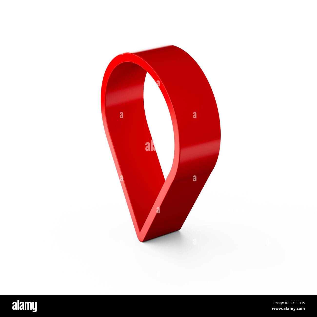 A 3D render of a red geolocation pin isolated on a white background ...