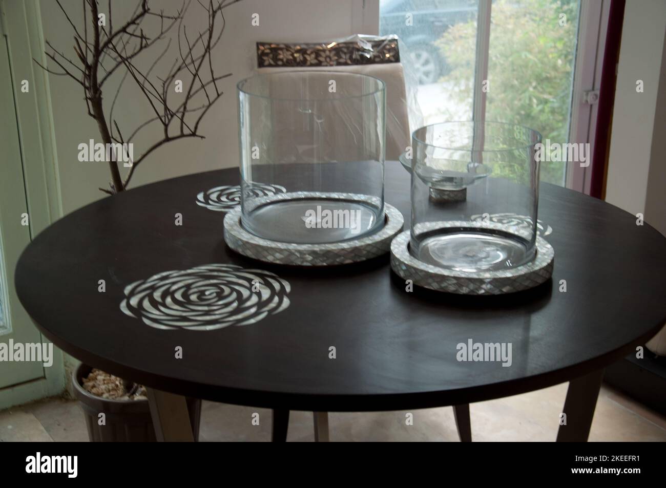 Inlaid wood, Lebanese Handicrafts, Beirut, Lebanon, Middle East. Table ...