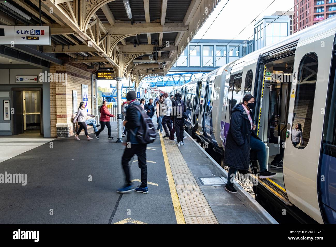 London- November 2022: Elizabeth Line train at Southall Station in West ...