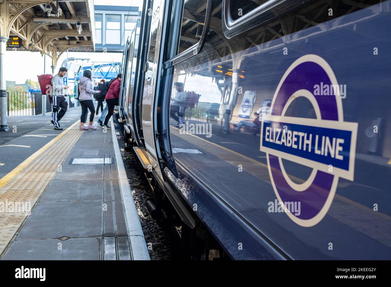 London- November 2022: Elizabeth Line train at Southall Station in West ...