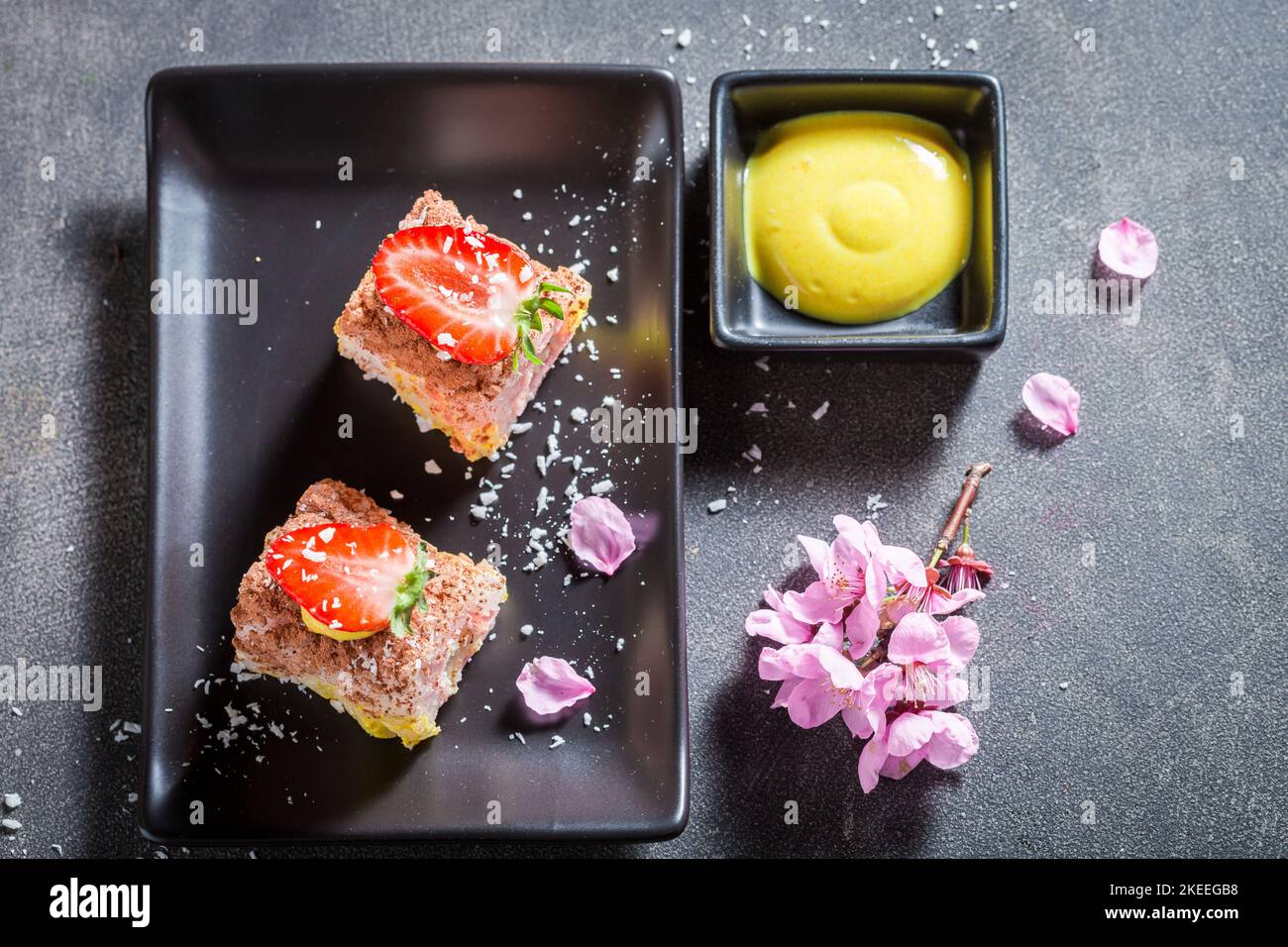 Aromatic sweet sushi made of fresh fruits. Sweet sushi as fusion ...