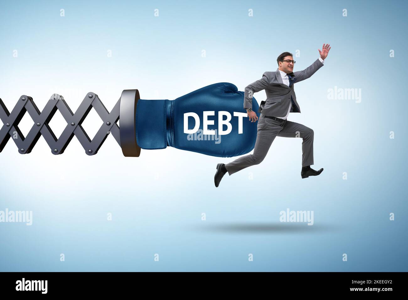 Loan and debt concept with the businessman Stock Photo - Alamy
