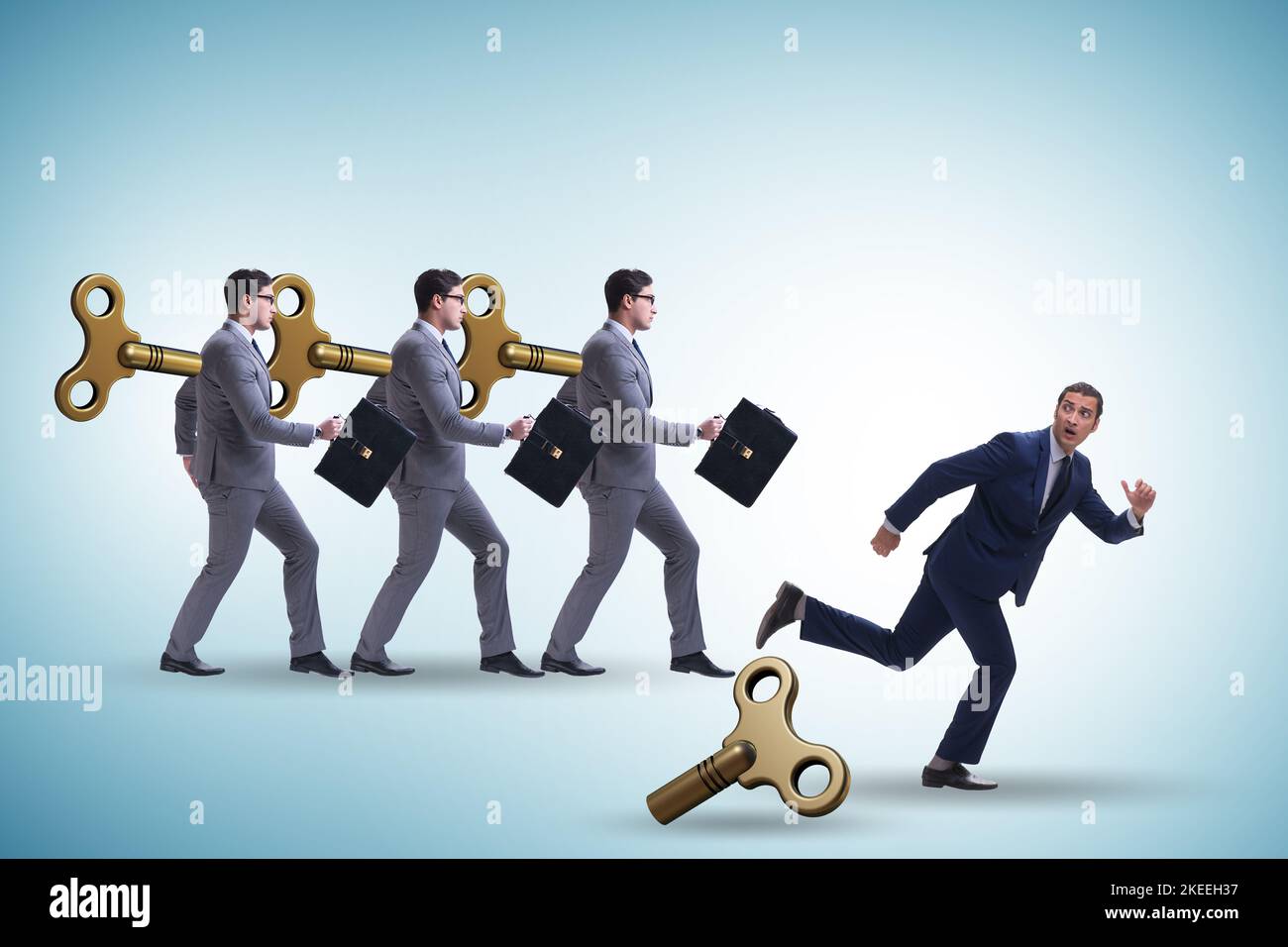 Concept of businessman escaping from the office routine Stock Photo - Alamy