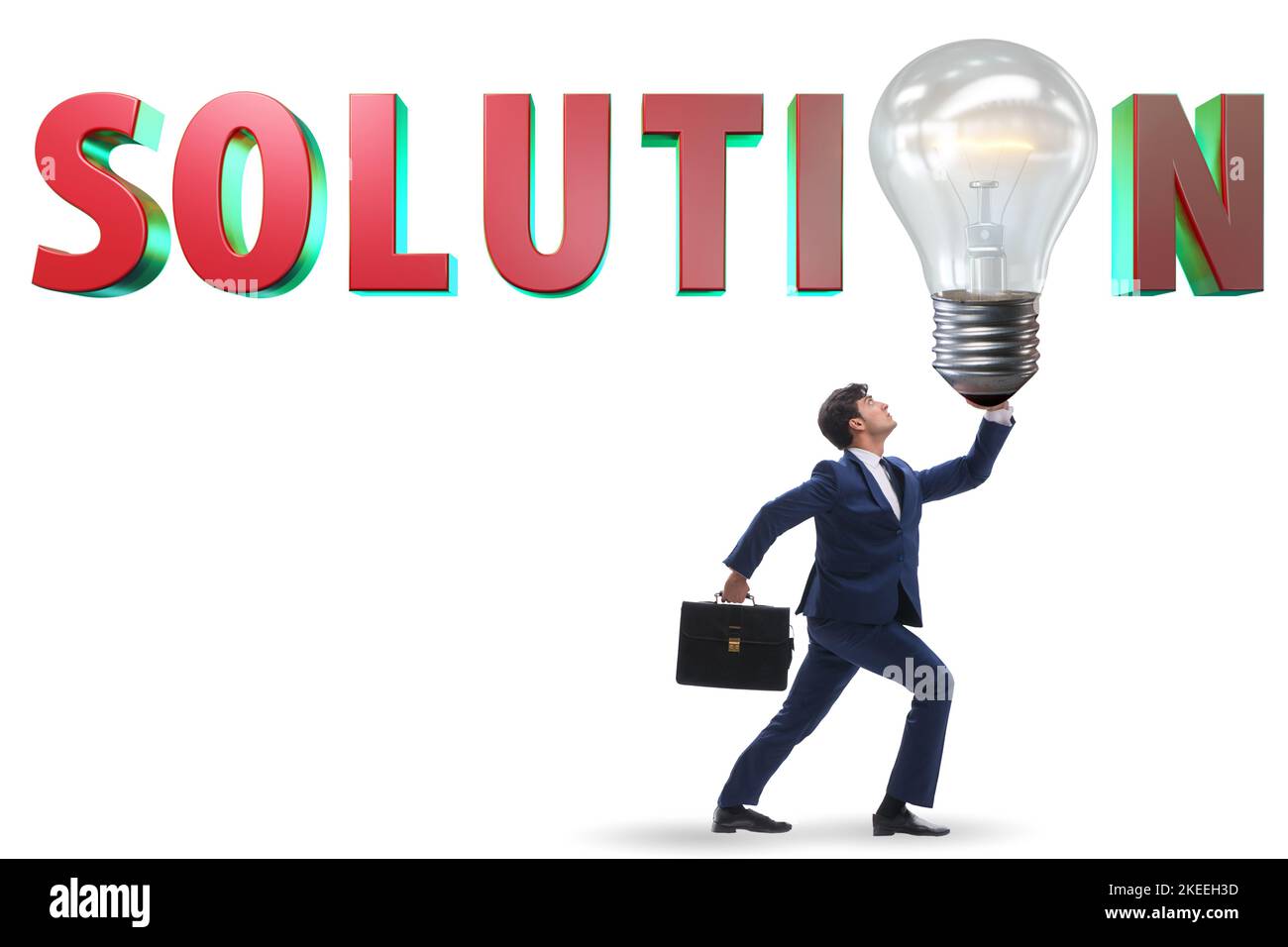 Concept of soluton with the businessman and lightbulb Stock Photo - Alamy