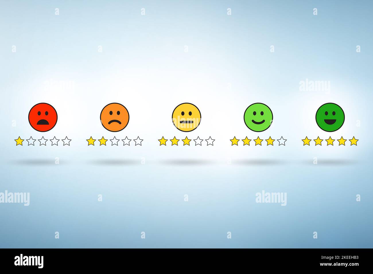 Illustration of customer feedback with the faces Stock Photo - Alamy