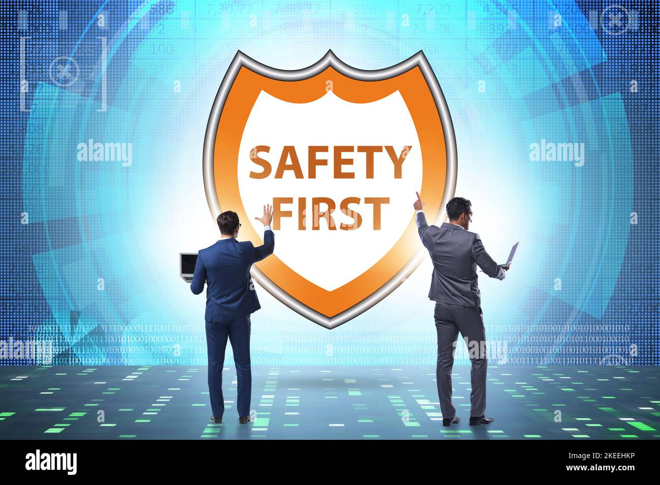 Safety first concept with the businessman Stock Photo - Alamy