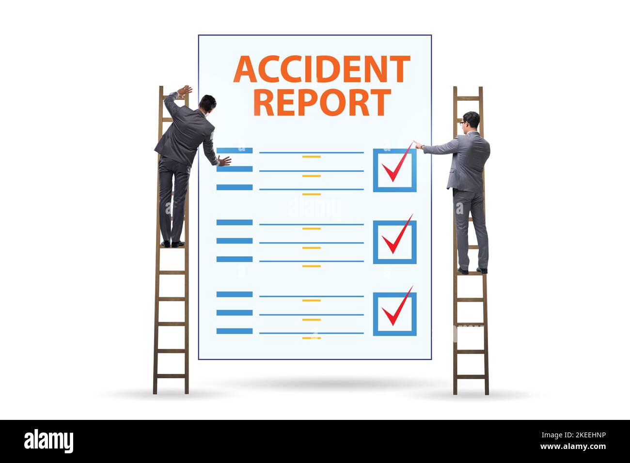Filling in accident report in the insurance concept Stock Photo - Alamy