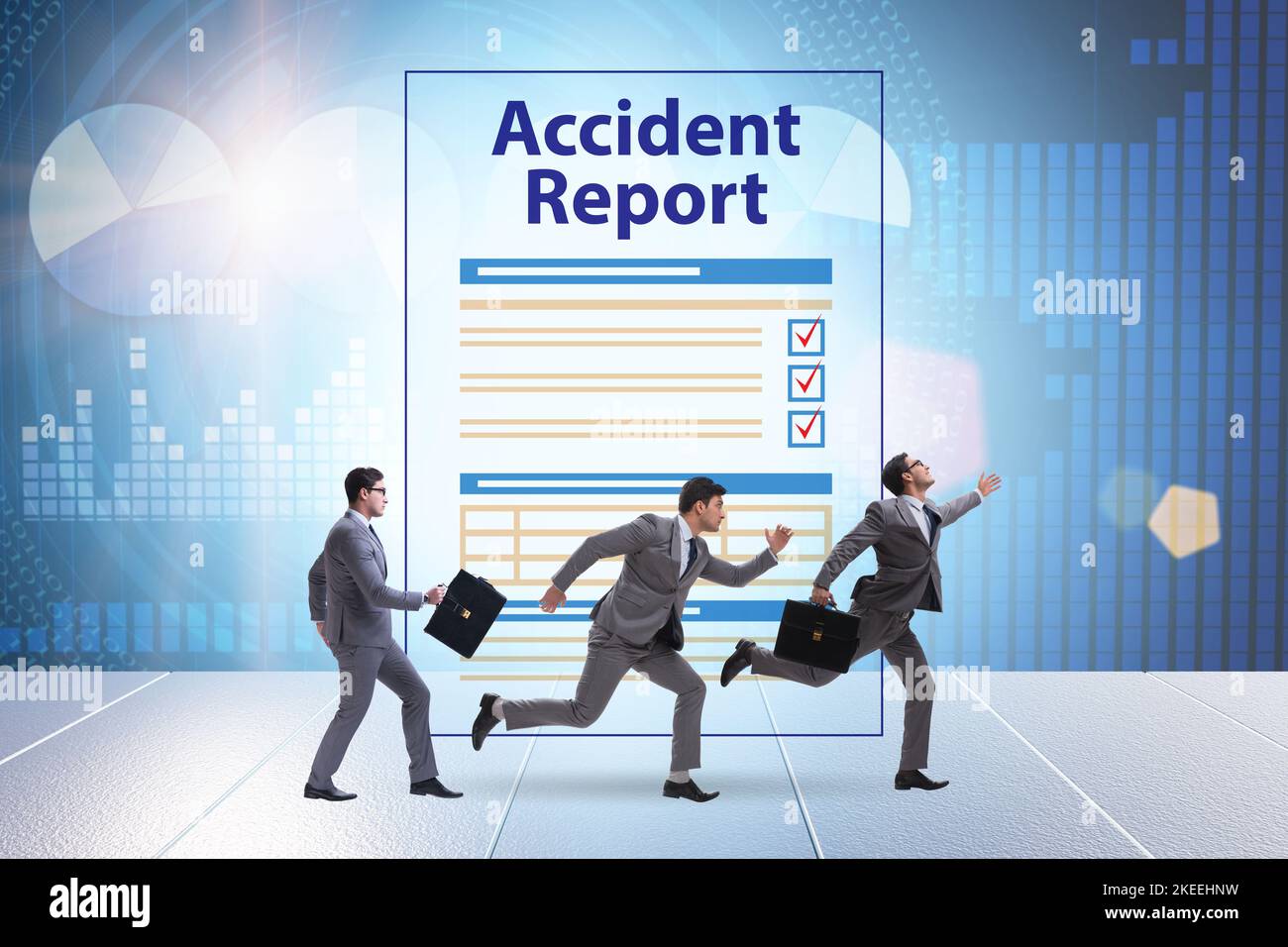 Filling in accident report in the insurance concept Stock Photo - Alamy