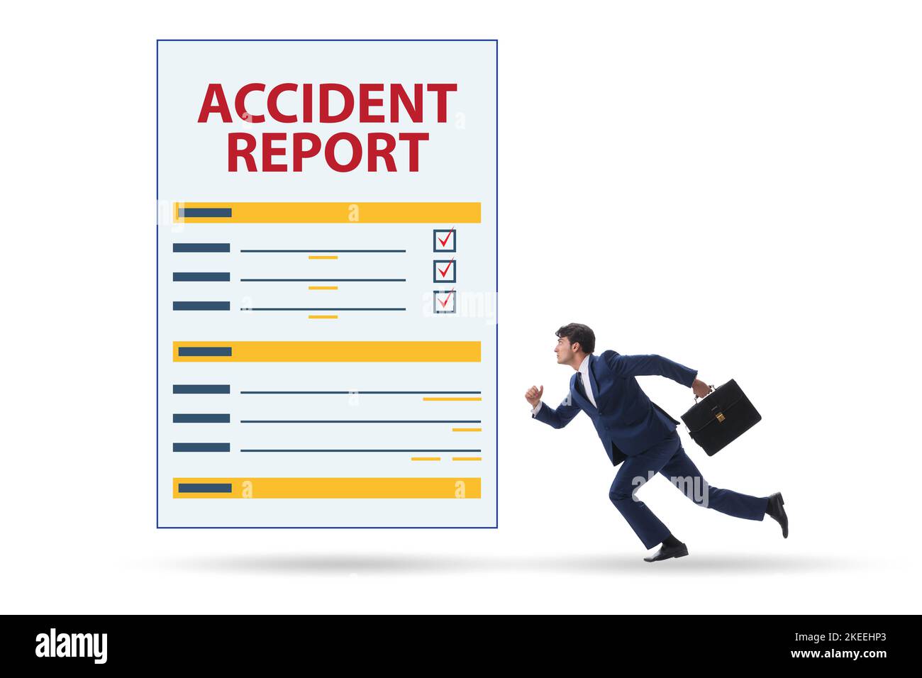Filling in accident report in the insurance concept Stock Photo - Alamy