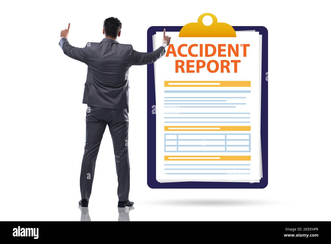 Filling in accident report in the insurance concept Stock Photo - Alamy