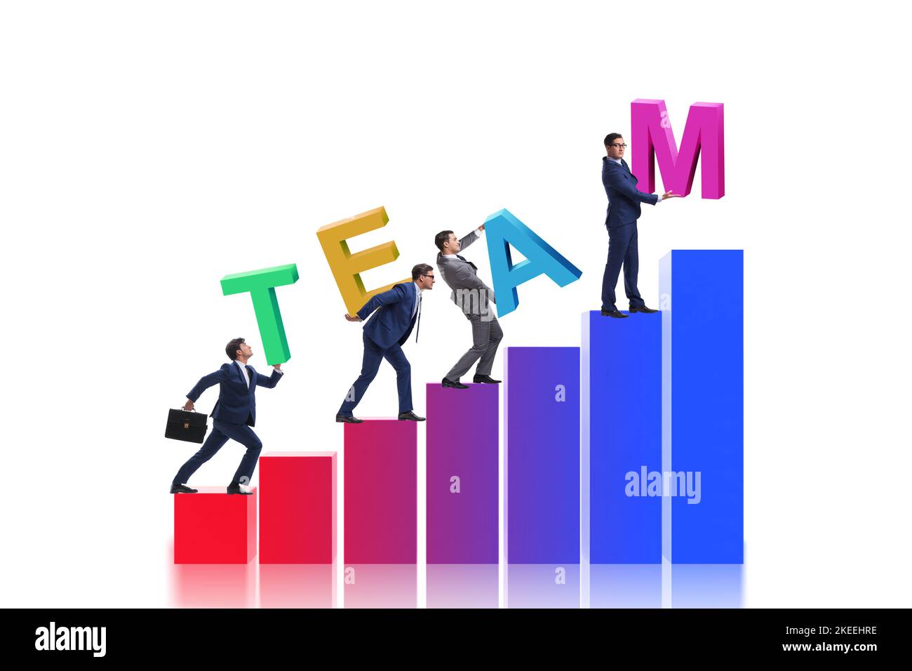 Teamwork concept with the people carrying team letters Stock Photo - Alamy