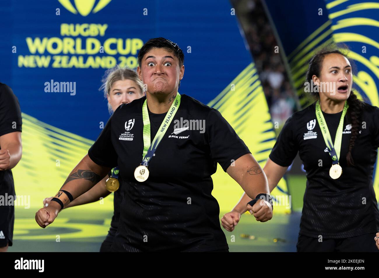 New Zealand's Krystal Murray performing the Haka following the Women's ...