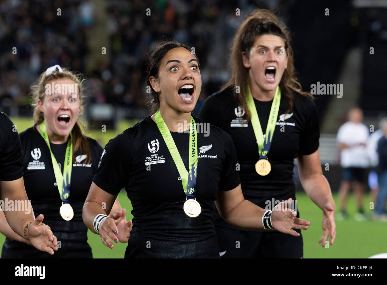 New Zealand's Stacey Fluhler performing the Haka following the Women's ...