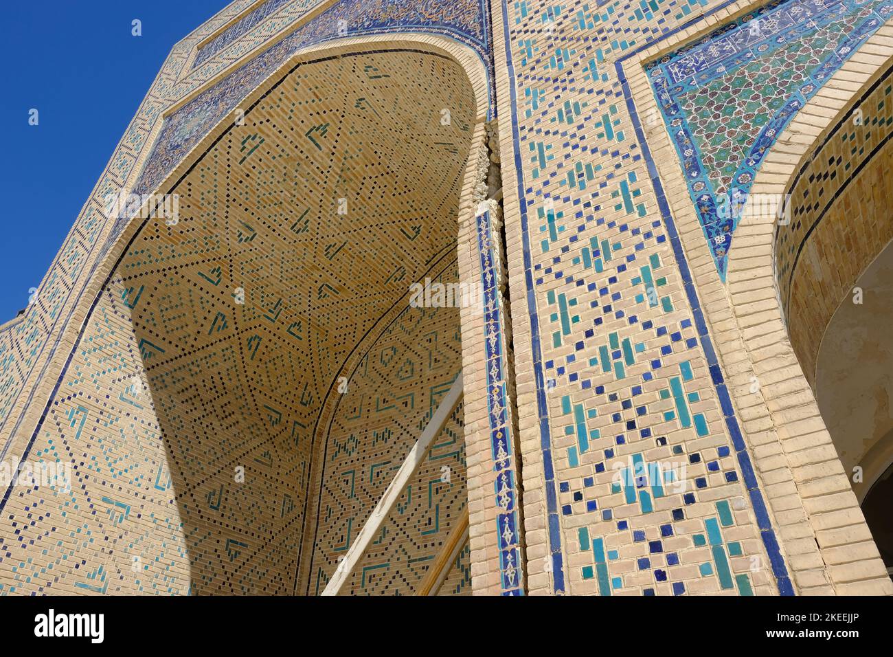 Bukhara Uzbekistan - Blue tile decoration on the ancient Kalyon Mosque ...