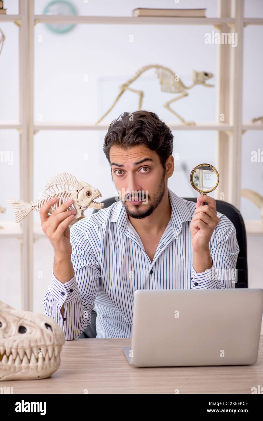 Young paleontologist examining ancient animals at lab Stock Photo - Alamy