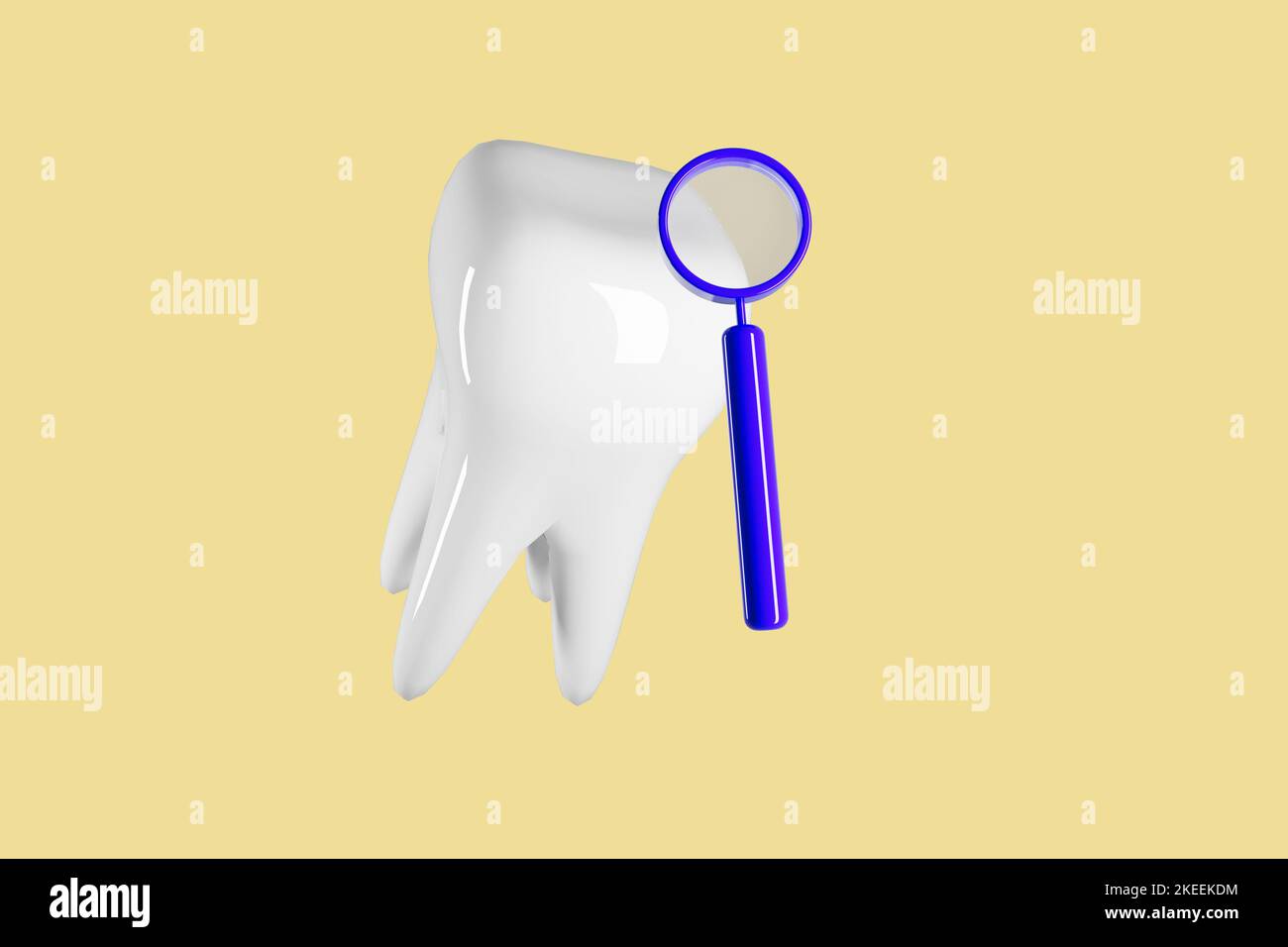 Whitening tooth and blue magnifier. Dental clinic 3d render Stock Photo ...