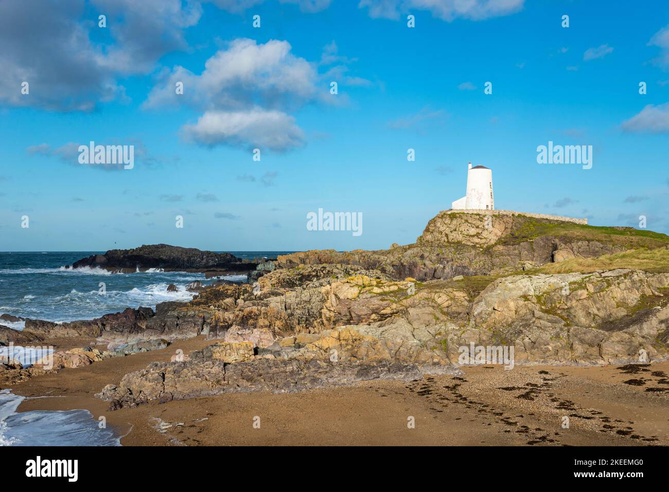 Twr Mawr lighthouse on the tip of Llanddwyn Island, Anglesey, North ...