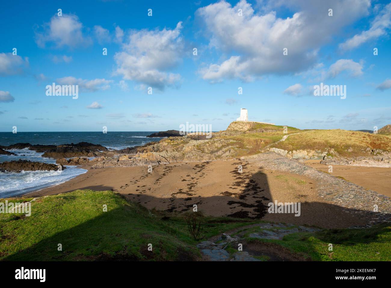 Twr Mawr lighthouse on the tip of Llanddwyn Island, Anglesey, North ...
