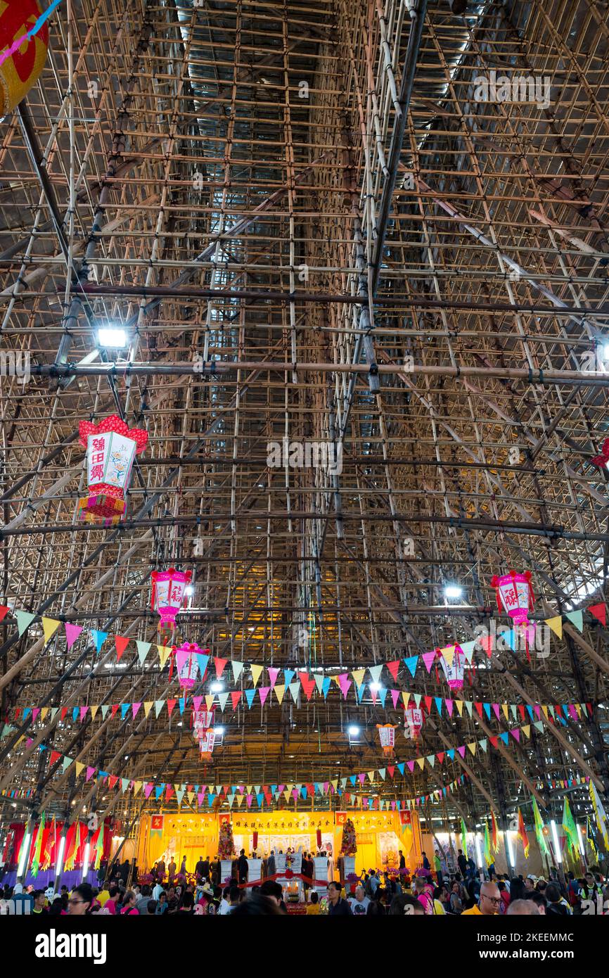 The huge multi-purpose ceremonial hall, built entirely from bamboo, at ...