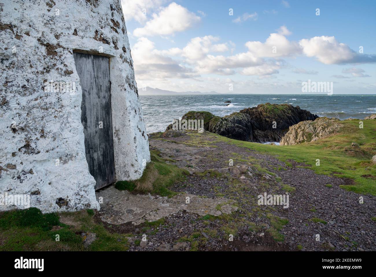 Twr Bach Lighthouse on Llanddwyn Island, Anglesey, North Wales Stock ...
