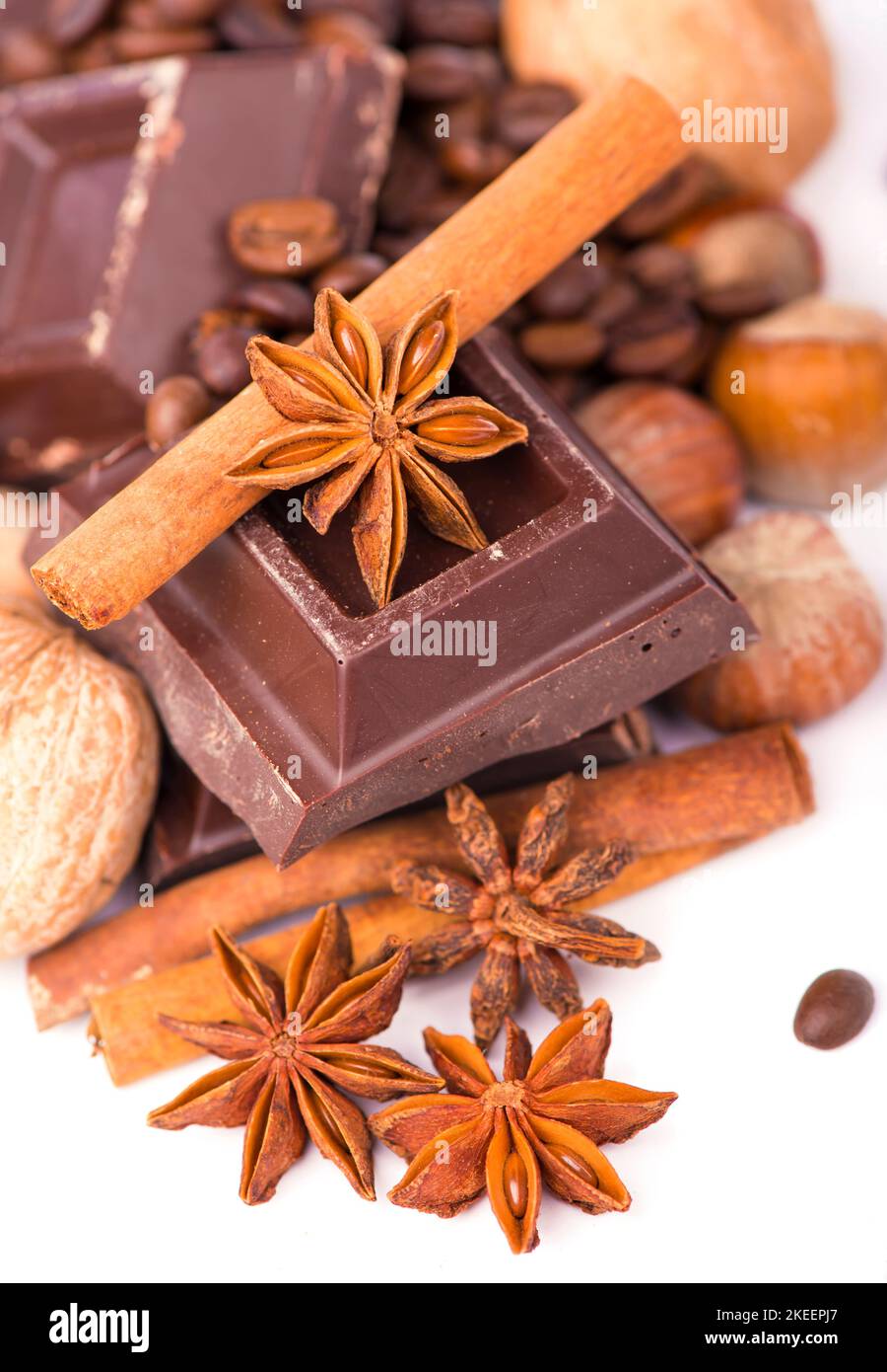 chocolate bars with its ingredients isolated Stock Photo - Alamy
