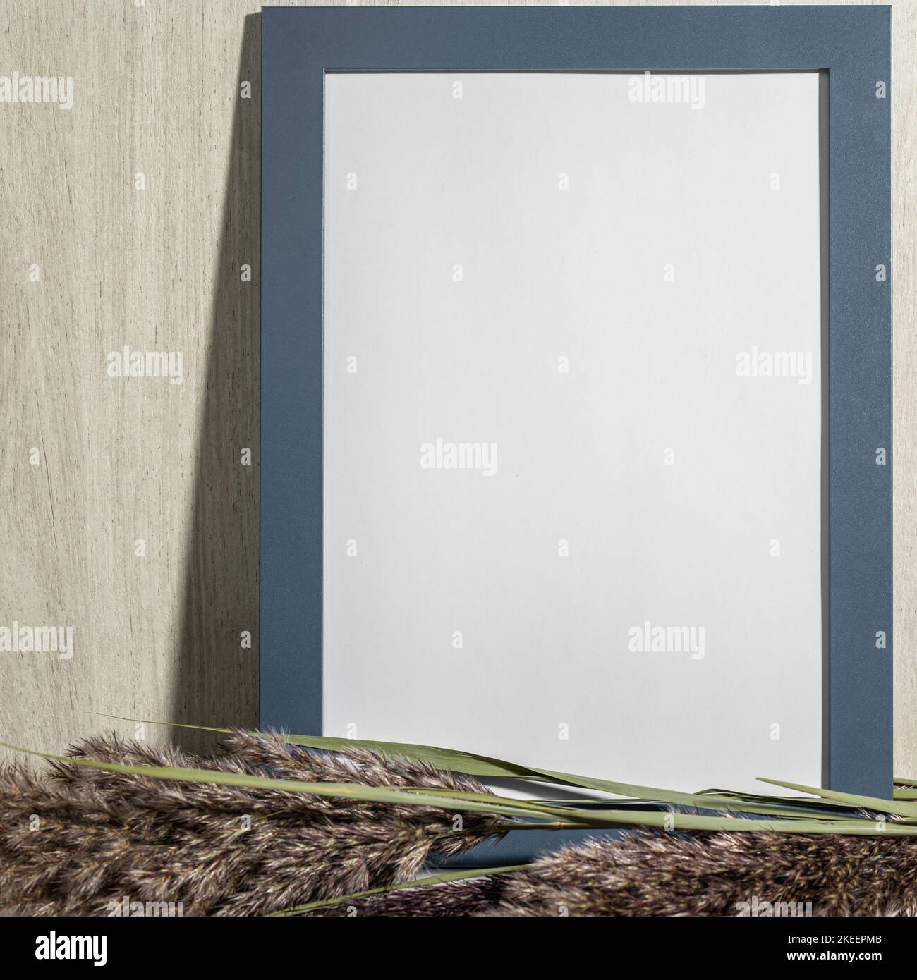 Frame mock up and dried natural pampas grass. Interior decoration ...