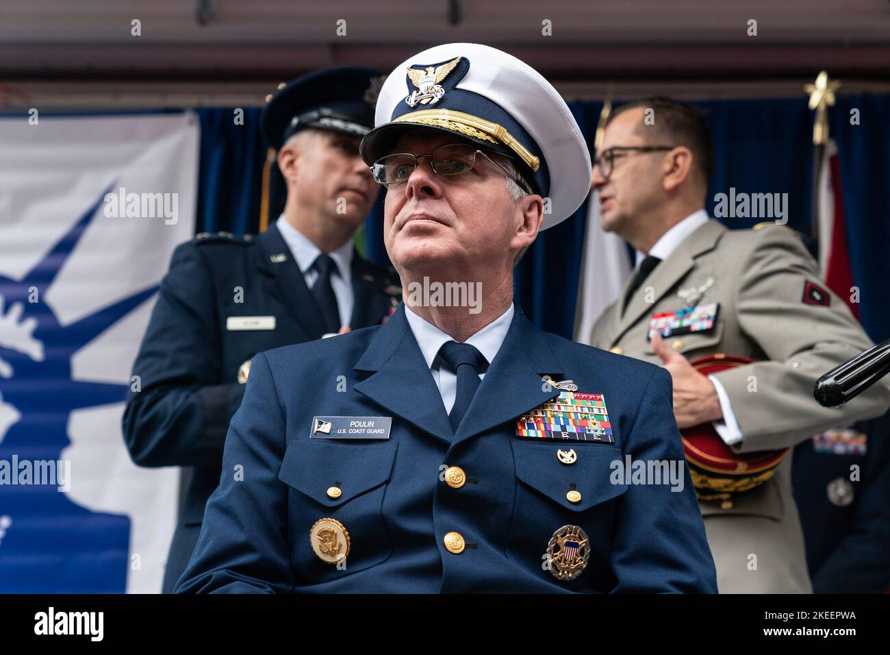 Coast Guard Admiral Steven Poulin attends annual Veterans Day parade on ...