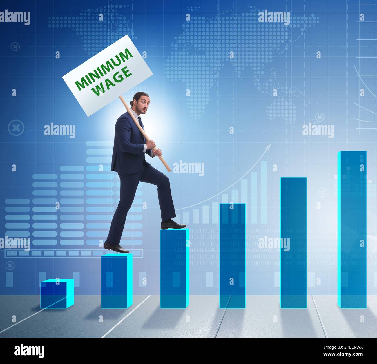 The concept of minimum wage with businessman Stock Photo - Alamy