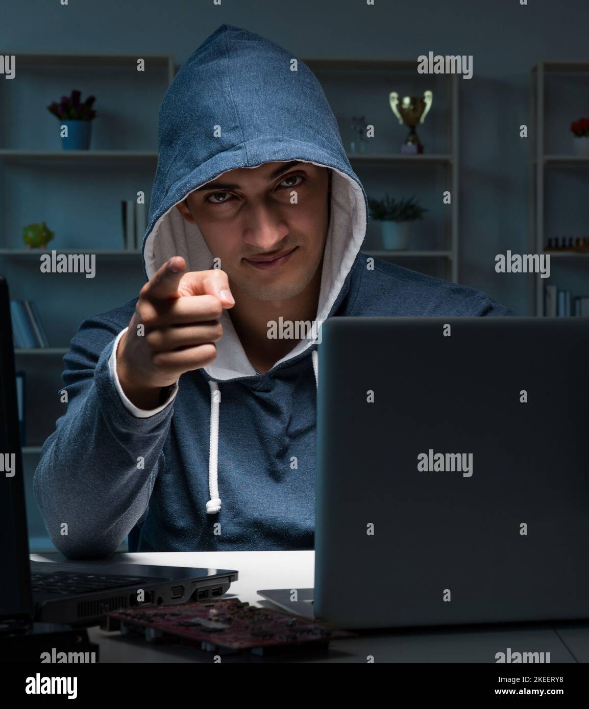 The hacker hacking computer at night Stock Photo - Alamy