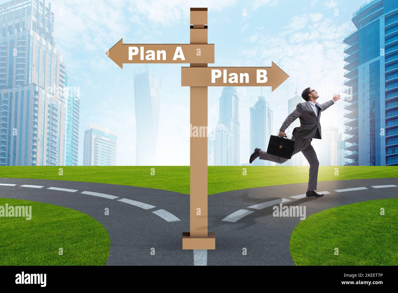 Concept of choosing between Plan A or the Plan B Stock Photo - Alamy