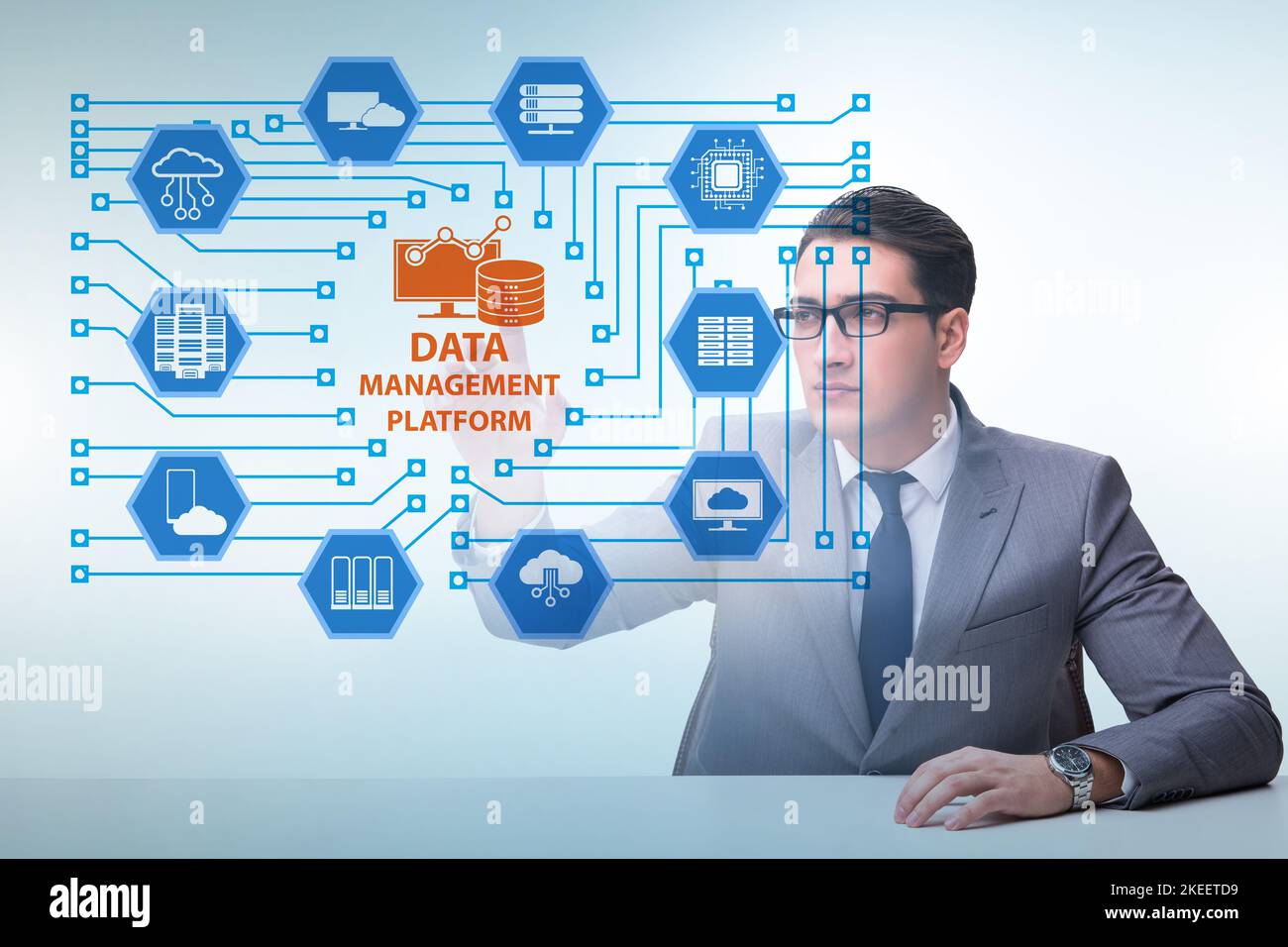 Business people in the data management concept Stock Photo - Alamy
