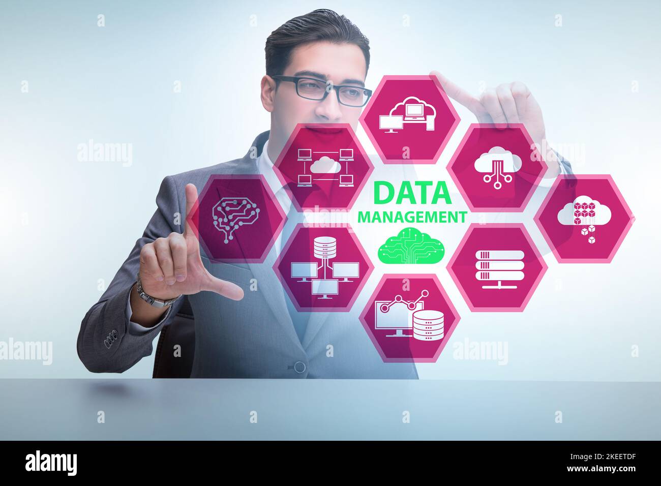 Business people in the data management concept Stock Photo - Alamy