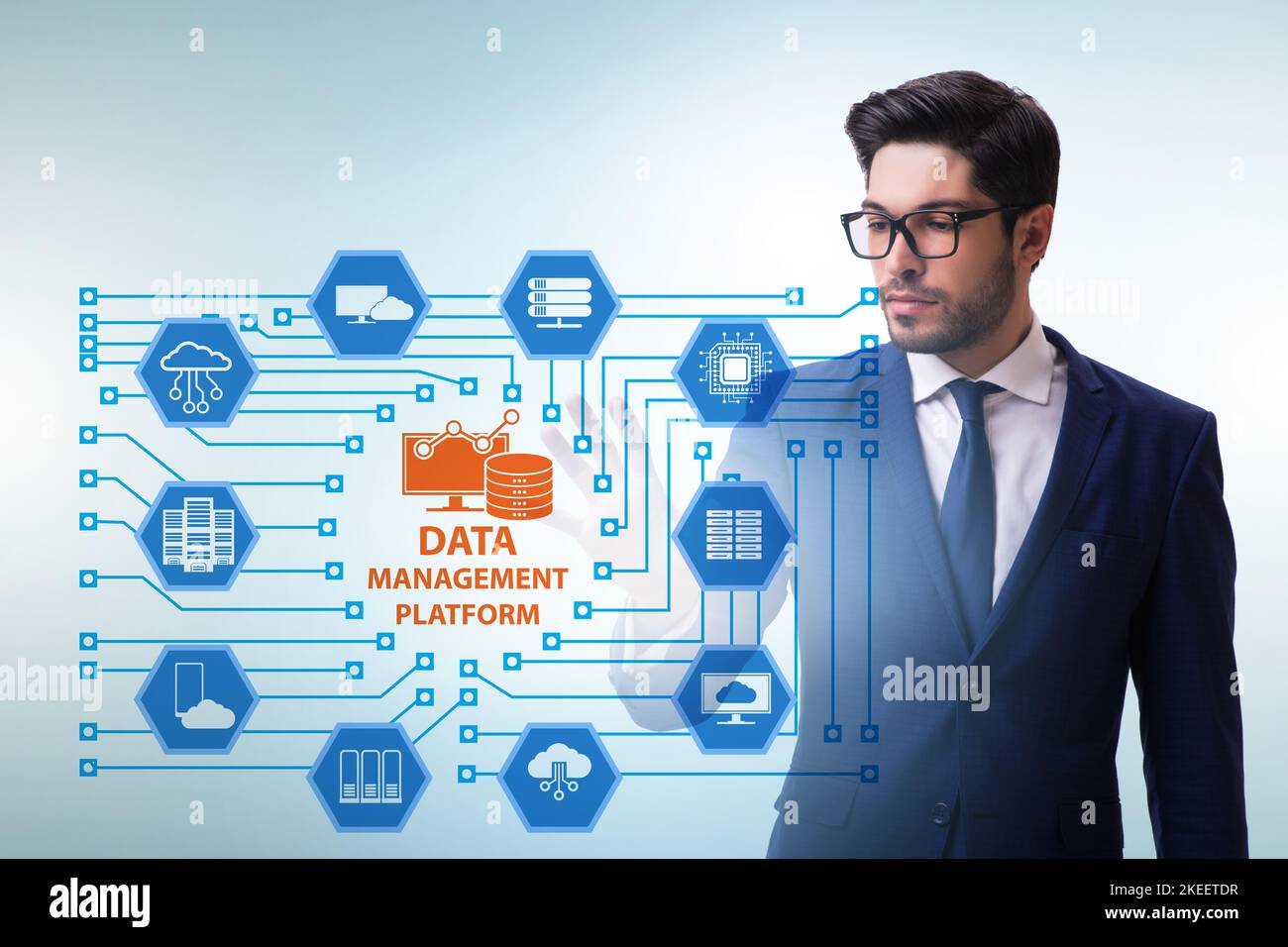Business people in the data management concept Stock Photo - Alamy