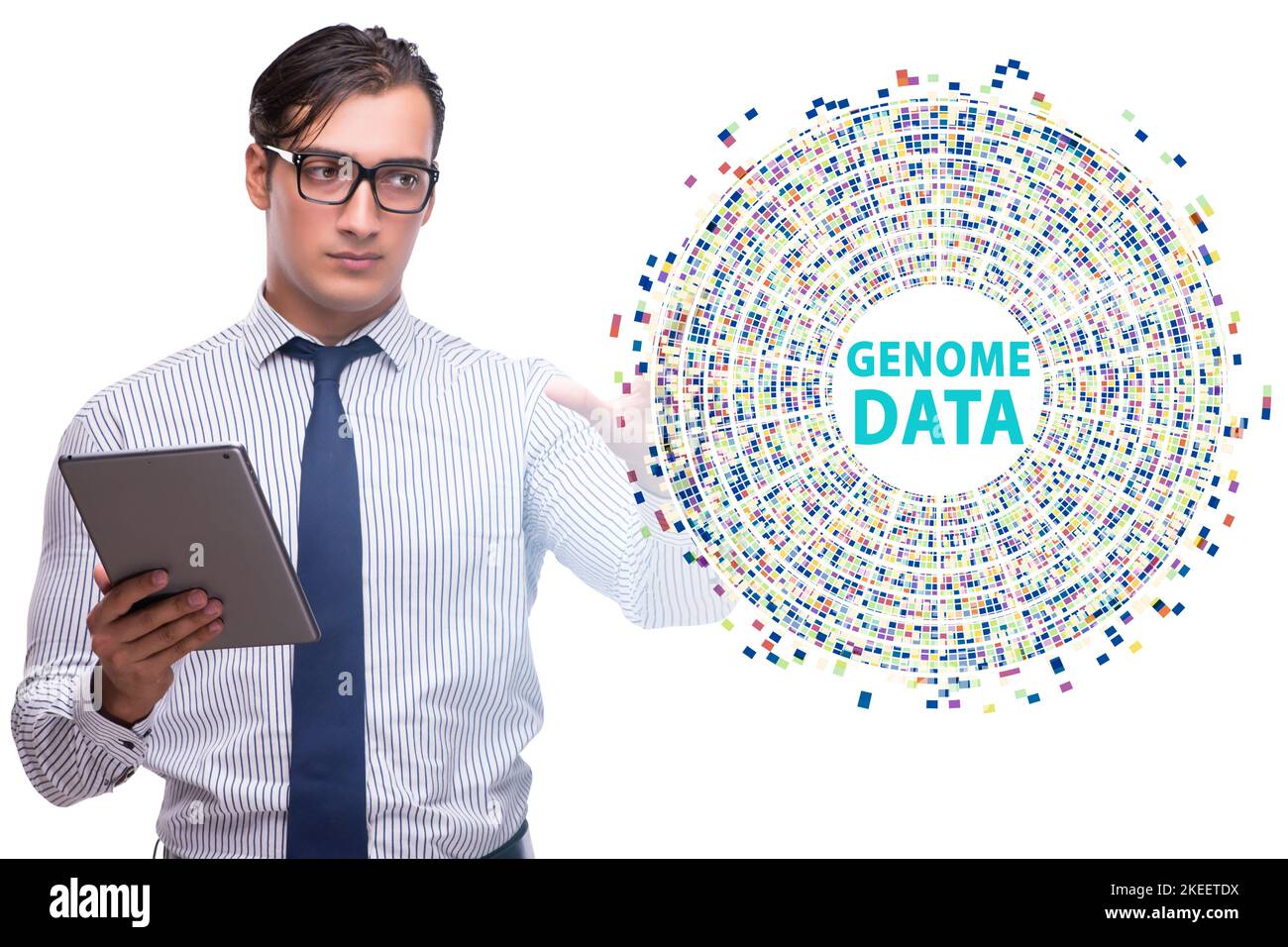 Businessman in the genome data concept Stock Photo - Alamy