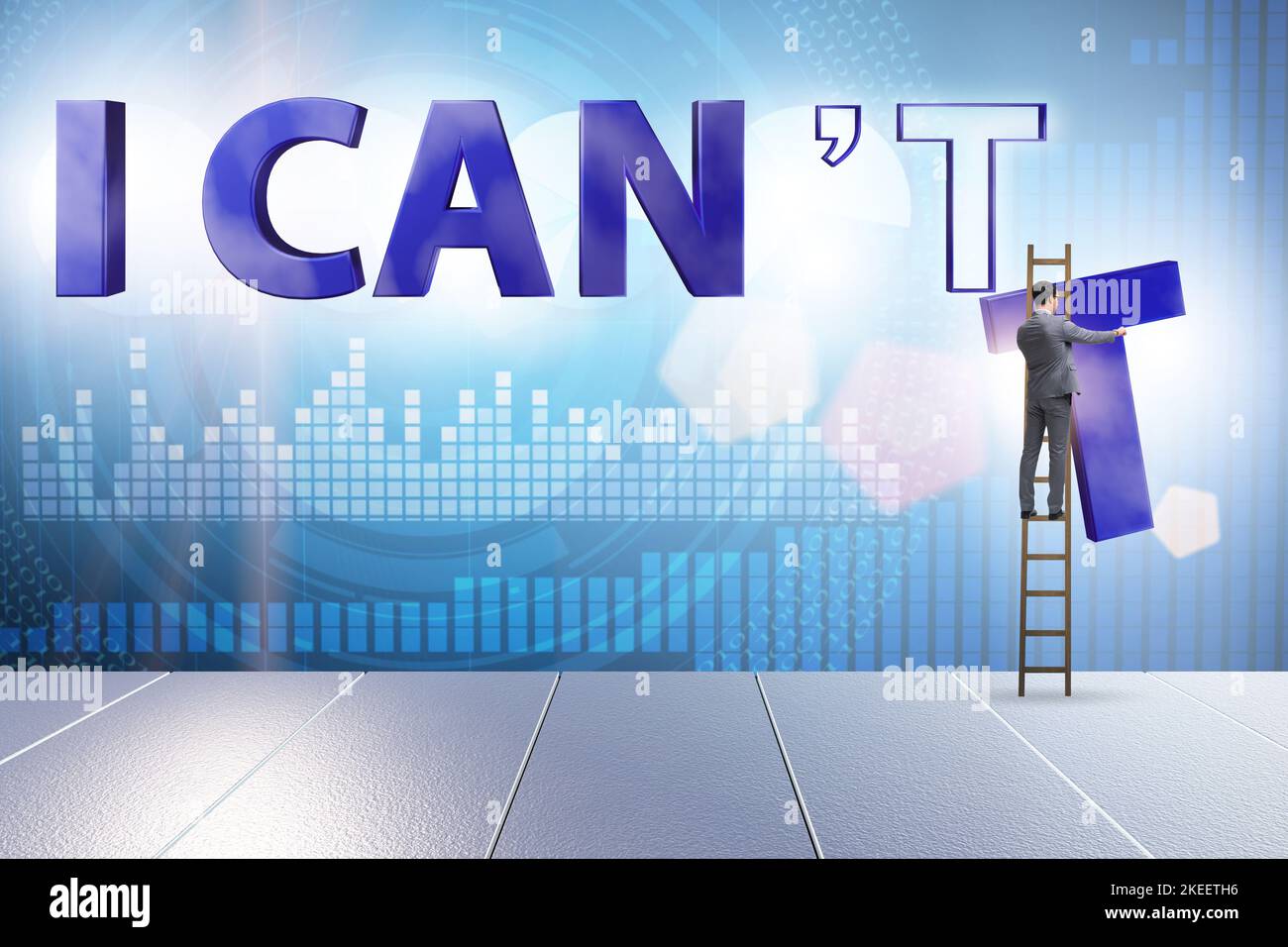 Determination concept with the businessman and letters Stock Photo - Alamy