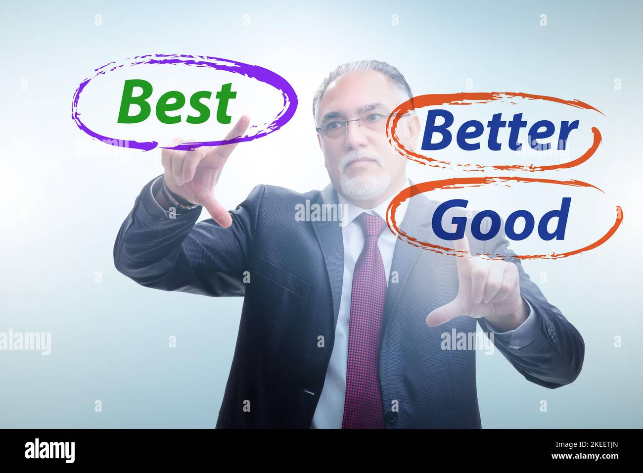 Businessman in good better and the best concept Stock Photo - Alamy