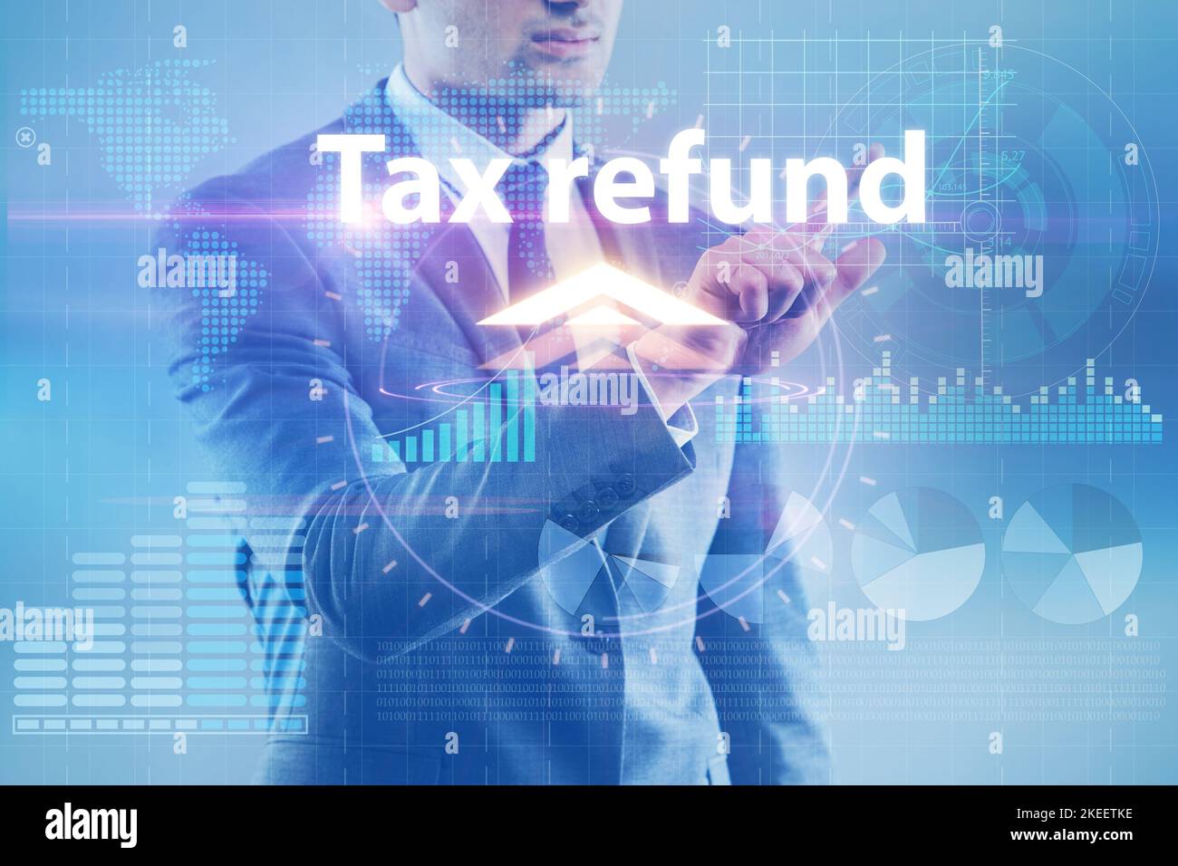 Businessman in the tax refund concept Stock Photo - Alamy