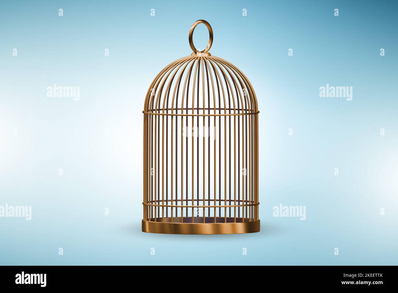 Golden bird cage concept - 3d rendering Stock Photo - Alamy