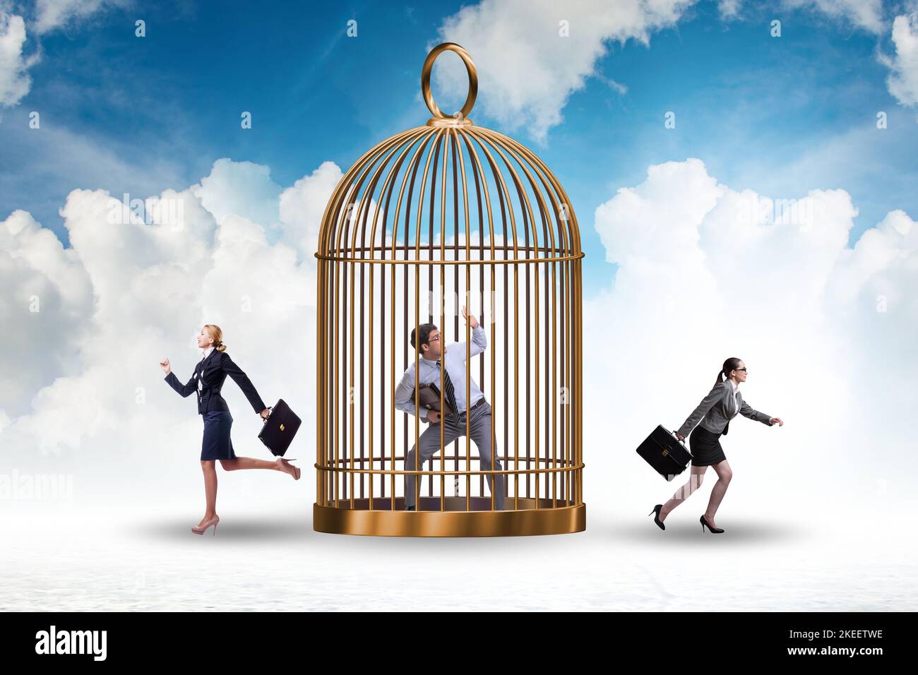 Bars prison cell businesswoman hi-res stock photography and images - Alamy