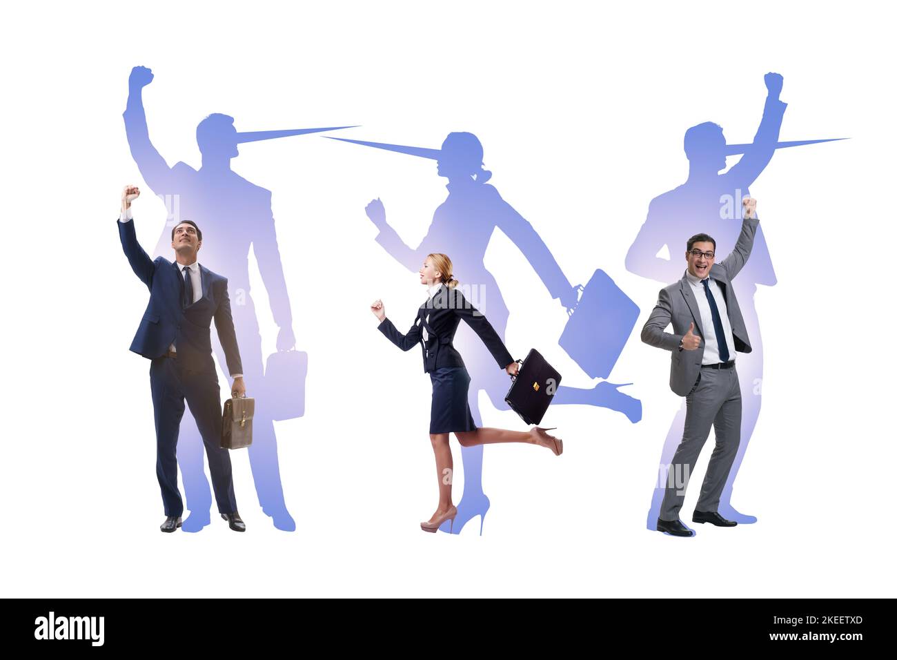 Lier concept with business people and the nose Stock Photo - Alamy