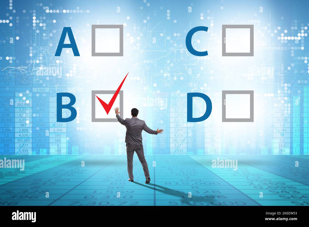 Multiple-choice test question concept with business people Stock Photo ...