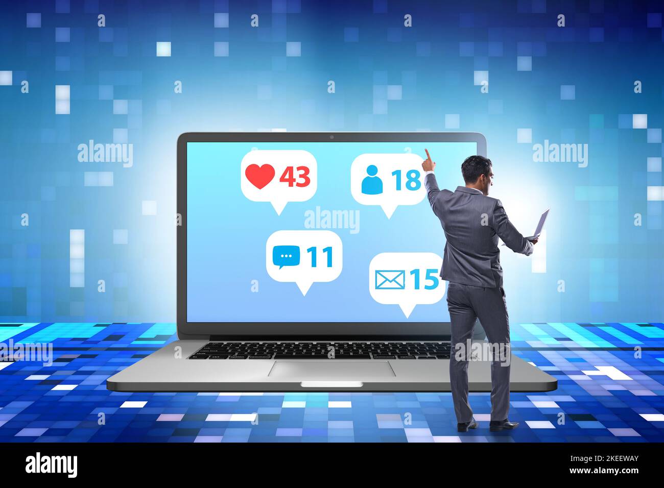 Businessman in the social media communication concept Stock Photo - Alamy