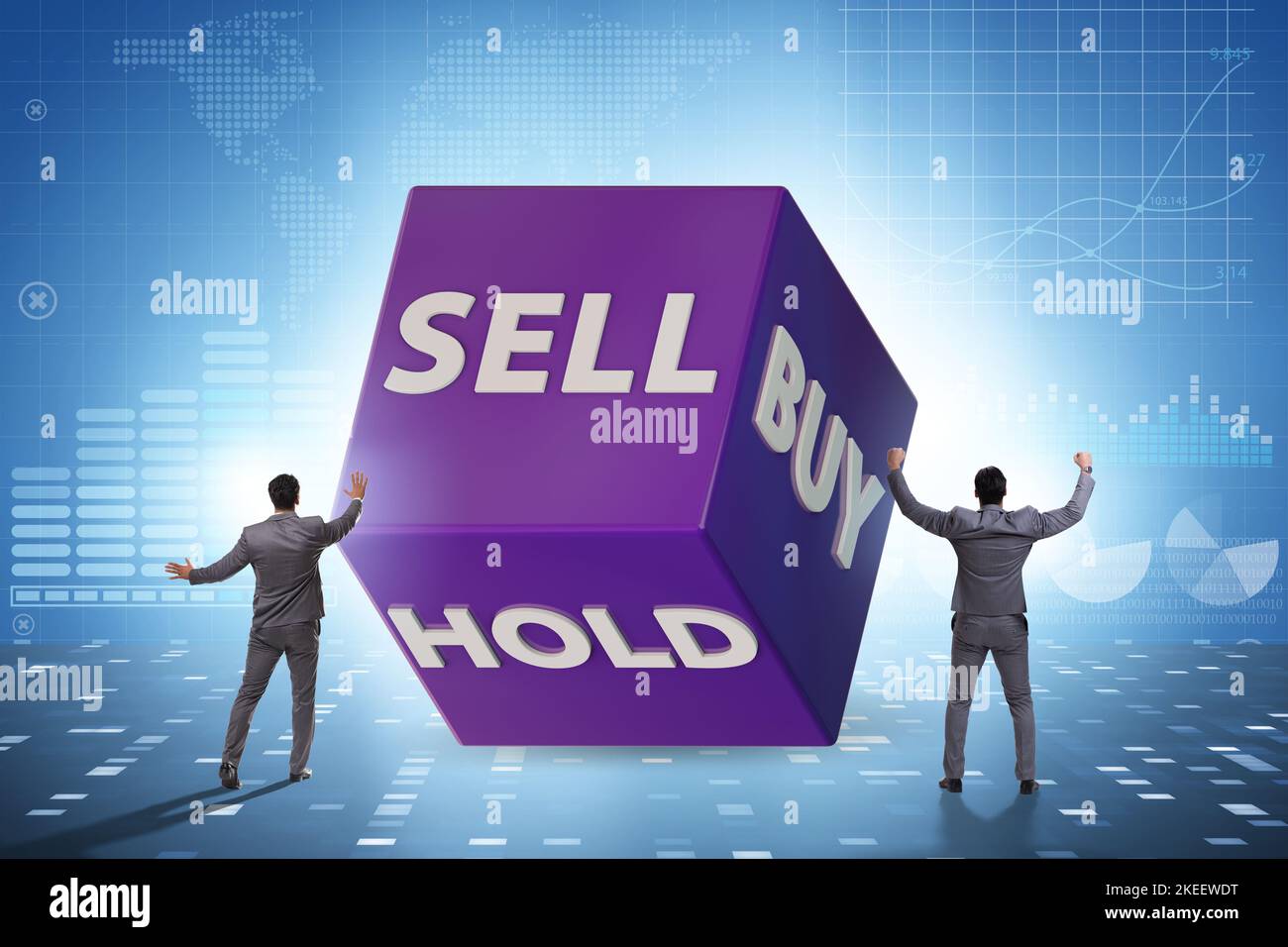 Trader with three three options of buy sell and hold Stock Photo - Alamy