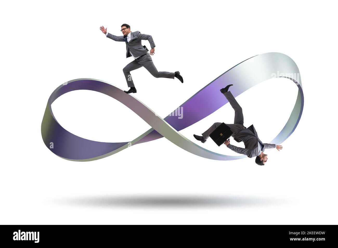 Businessman running on endless loop Stock Photo - Alamy