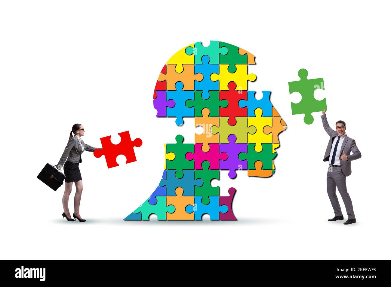 Human head made puzzle pieces hi-res stock photography and images - Alamy